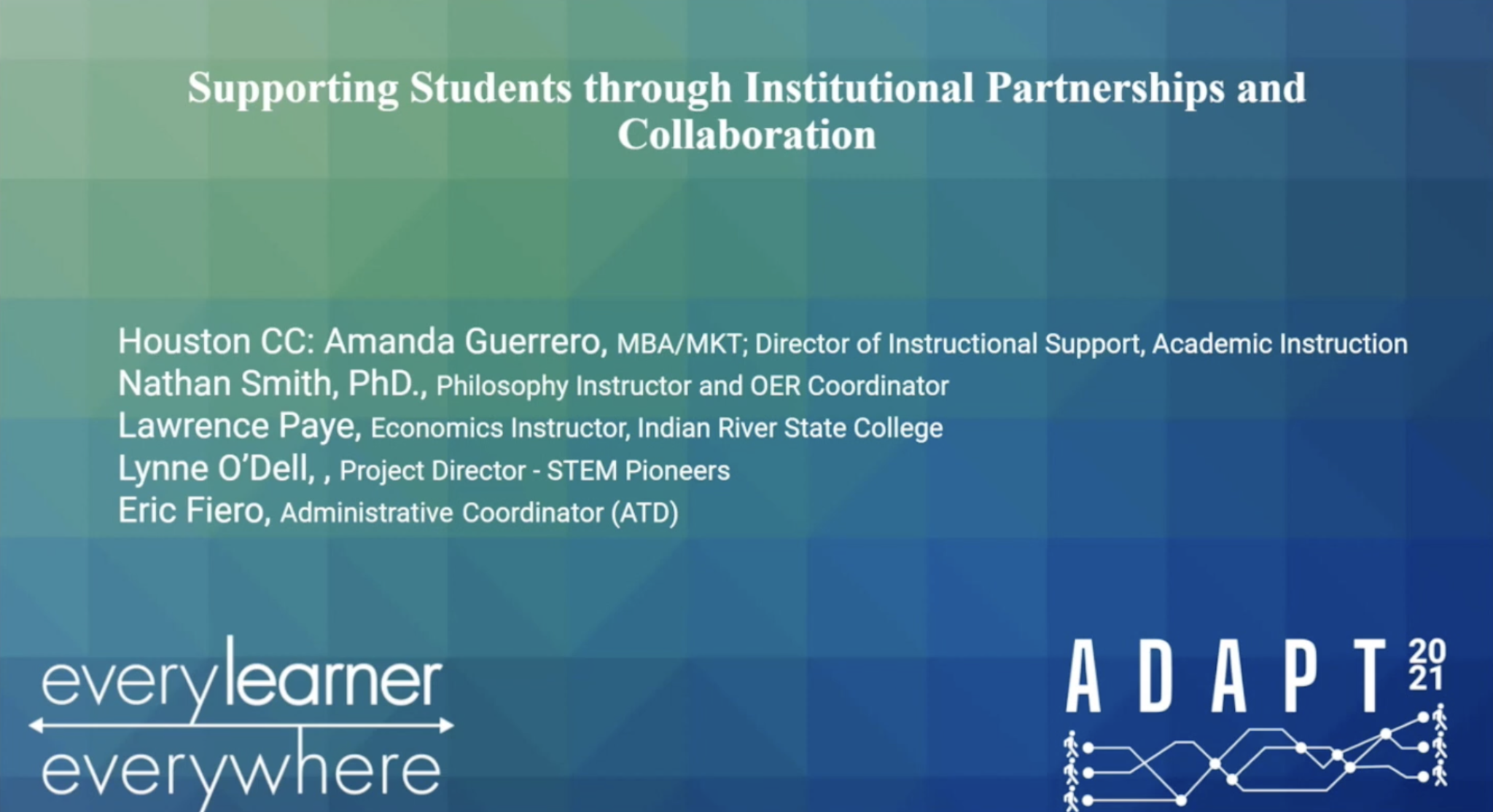 APLU Adapt 2021: Supporting Students through Institutional Partnerships ...